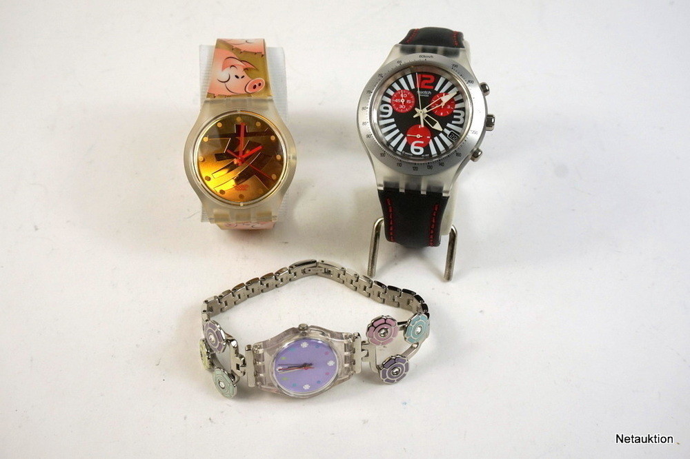 Netauktion - 3st armbandsur, Swatch (Dam)