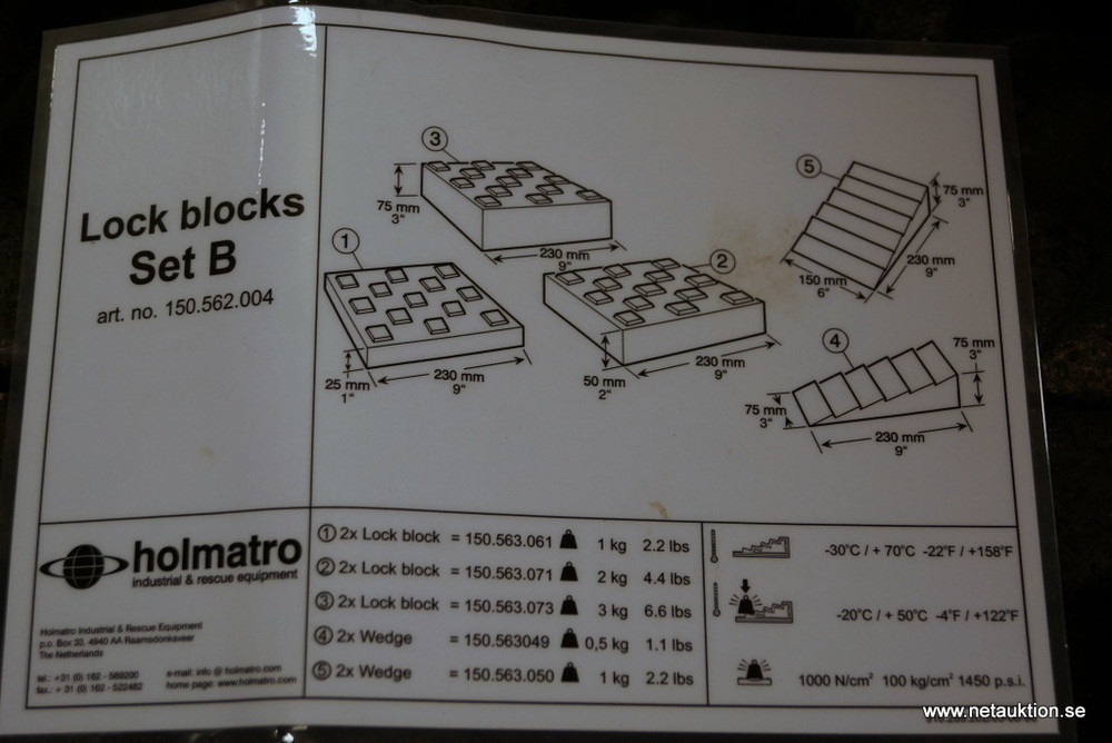 Netauktion - Holmatro lock blocks, konkilar, slang mm