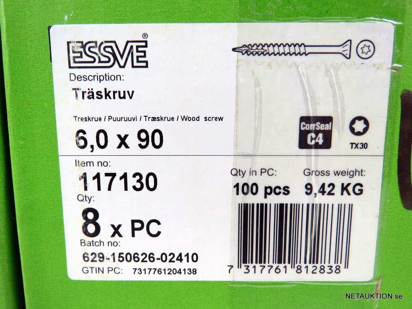 Netauktion - Träskruv CS försänkt 6,0x 90 MM - Essve