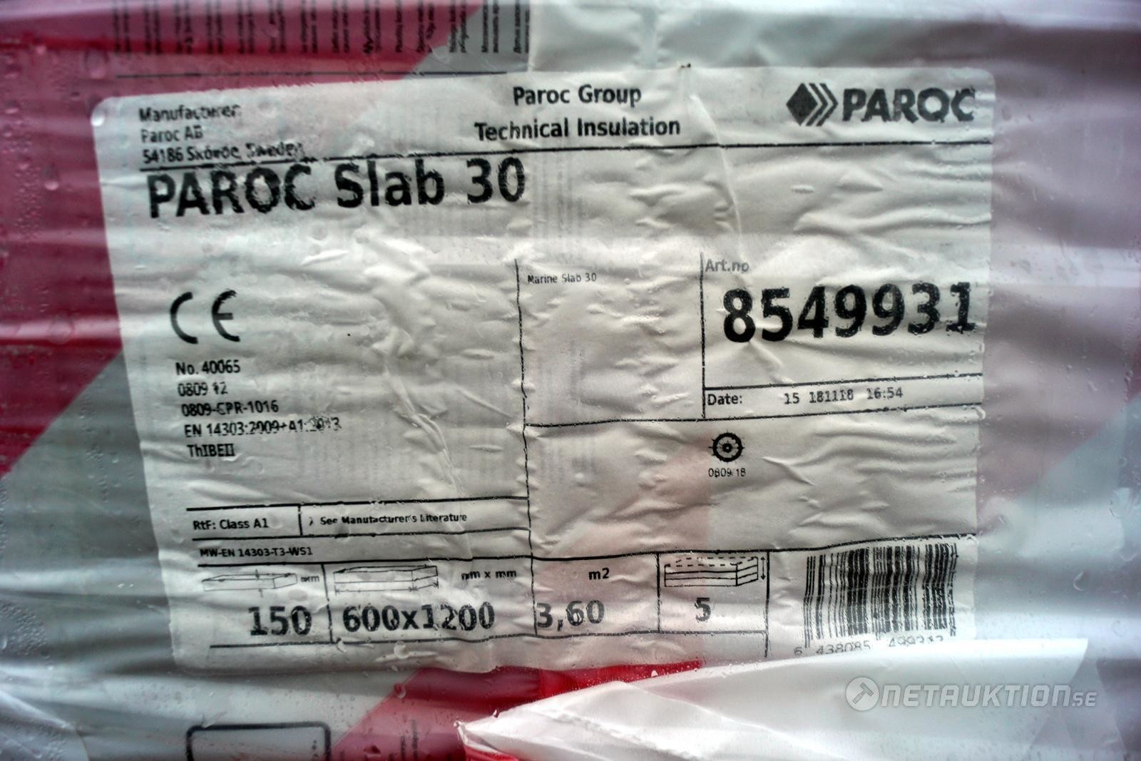 Netauktion - Isolering, Paroc Slab 30 150x600x1200mm (2)