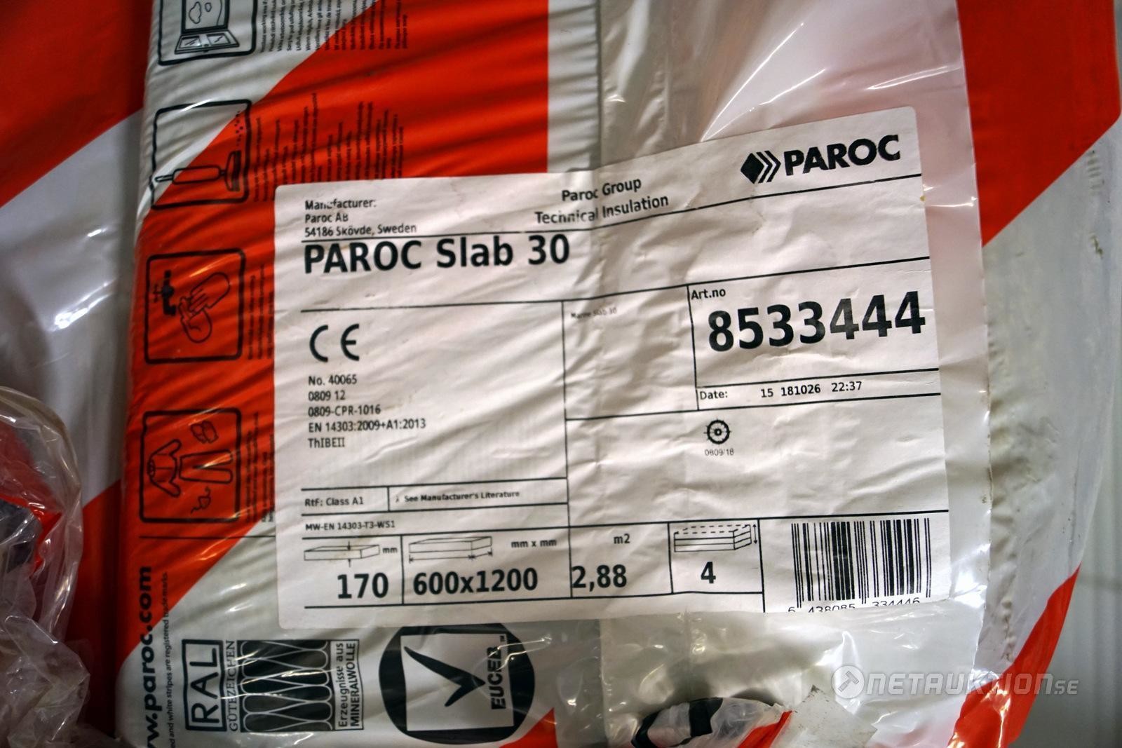 Netauktion - Isolering, Paroc Slab 30 170x600x1200mm (9)