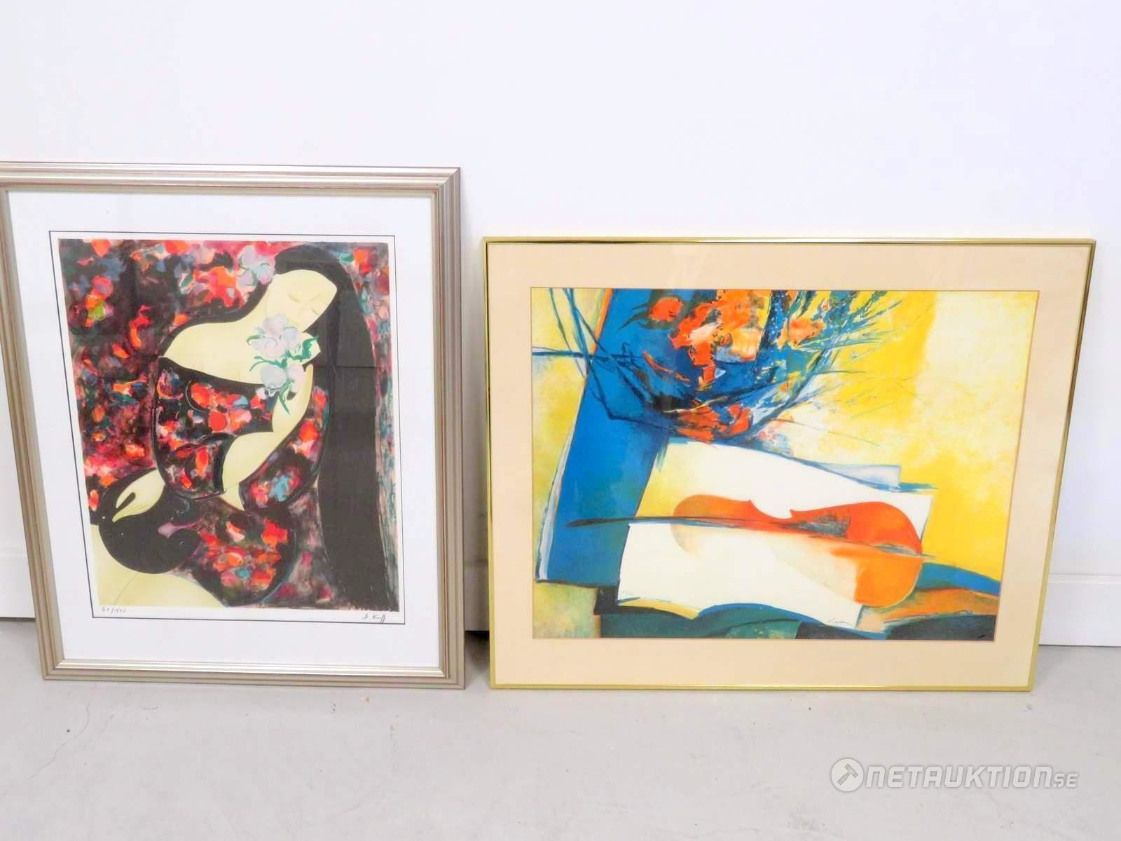 Netauktion - Litografier bl.a Linda Lekinff, 2st