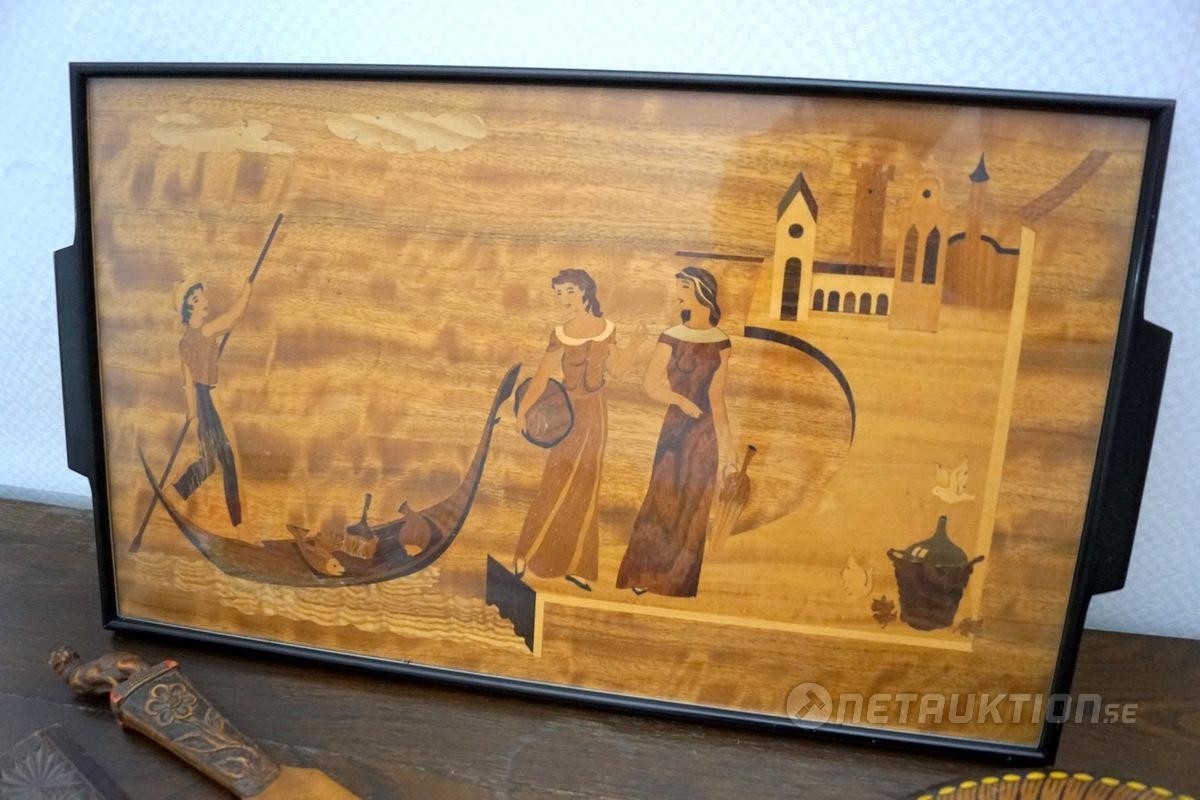 Netauktion - Bricka med intarsia, fat mm