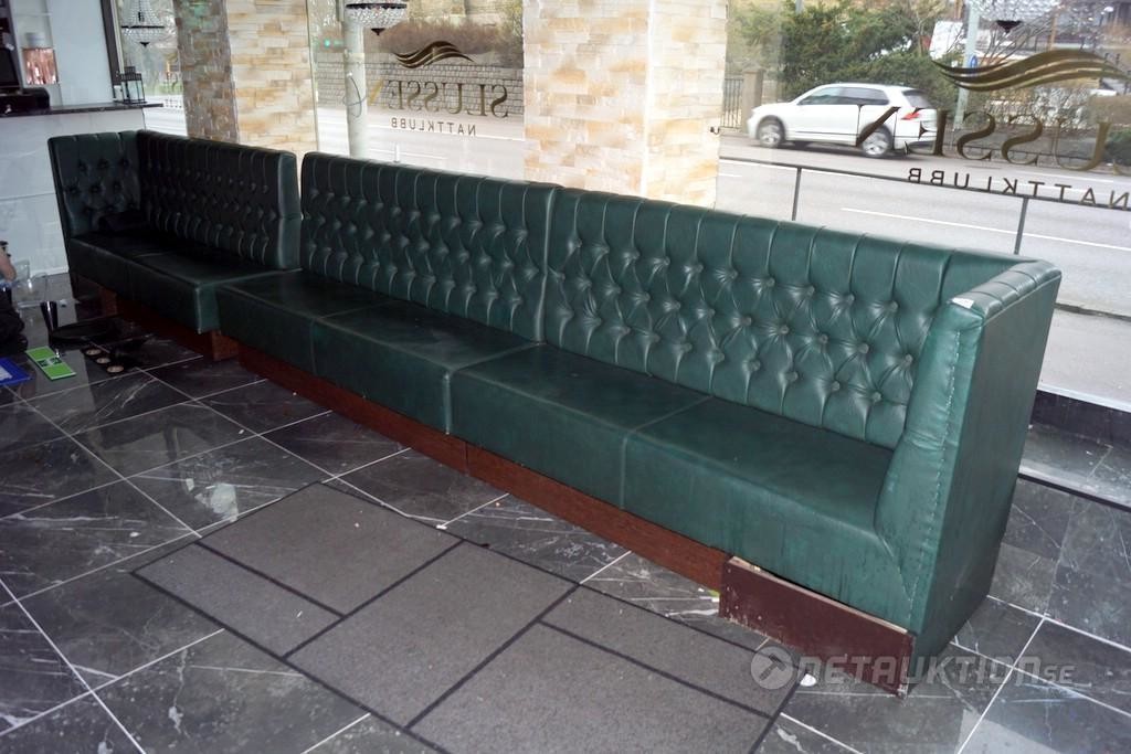 Netauktion - Stor soffa i grönt konstläder, 3-delad