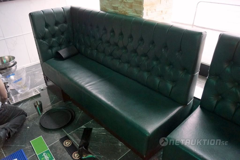 Netauktion - Stor soffa i grönt konstläder, 3-delad