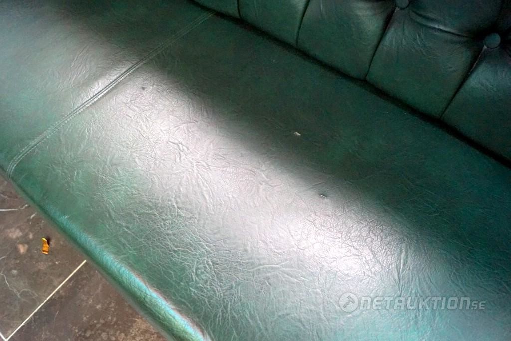 Netauktion - Stor soffa i grönt konstläder, 3-delad