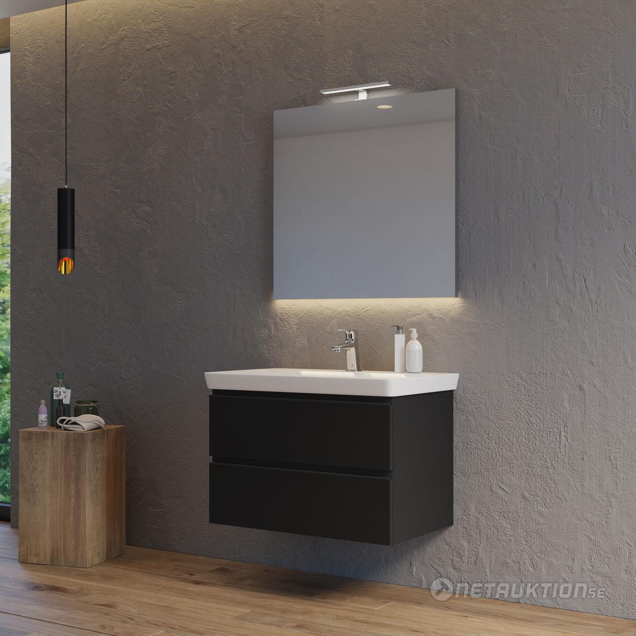 Netauktion - LED-belyst Badrumsspegel Victoria 80 cm Svart