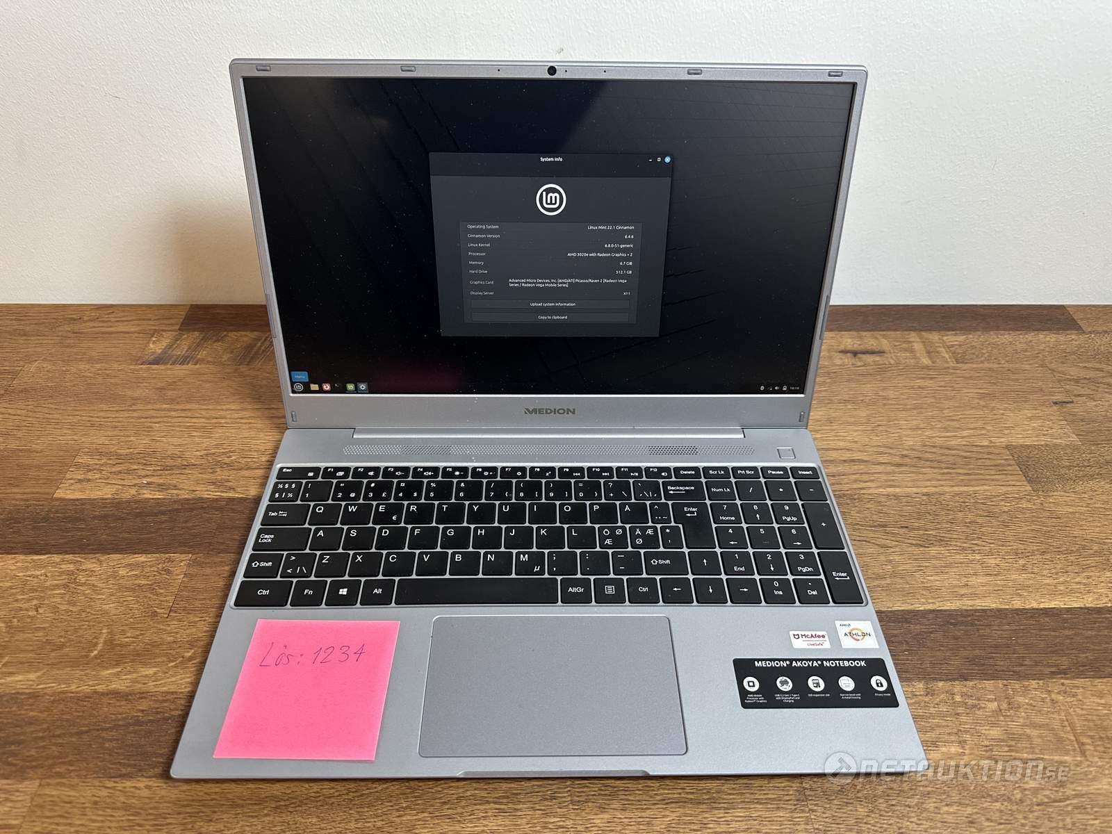 Netauktion - Laptop Medion AMD 3020e/ 6,7GB/ 512GB